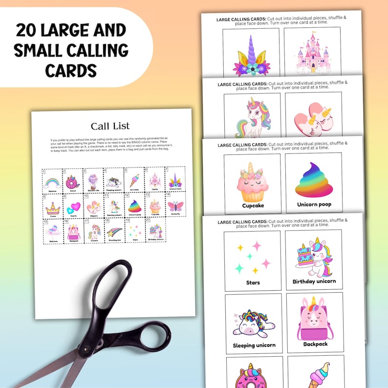 Unicorn Bingo Game Printable – Kids Party Game, Magical Creature Bingo ...