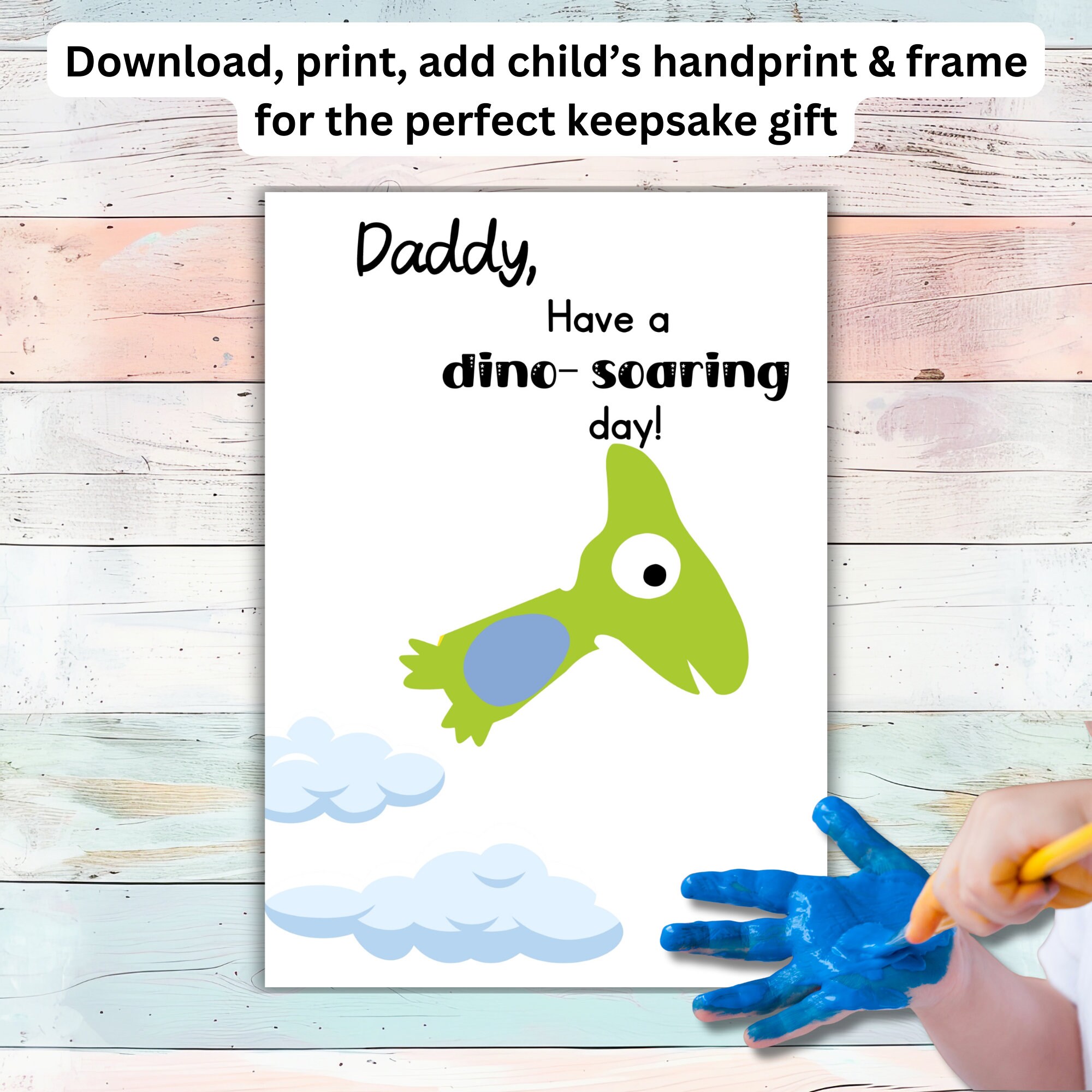 Fathers Day Gift, Dinosaur Handprint Art Kit, DIY Printable for Kids ...