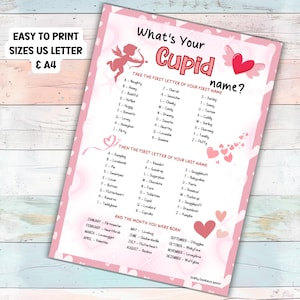 Whats Your Cupid Name Party Game, Name Generator Activity, Printable ...