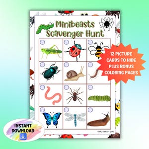 Minibeasts Scavenger Hunt for Kids, Indoor or Outdoor Creatures Search ...