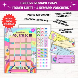 Unicorn Reward Chart, Potty Training, Child Task Tracker, Homeschool ...