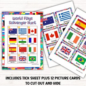 Flags of the World Scavenger Hunt for Kids, Indoor or Outdoor Holiday ...