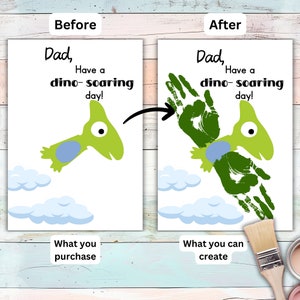 Fathers Day Gift, Dinosaur Handprint Art Kit, DIY Printable for Kids ...