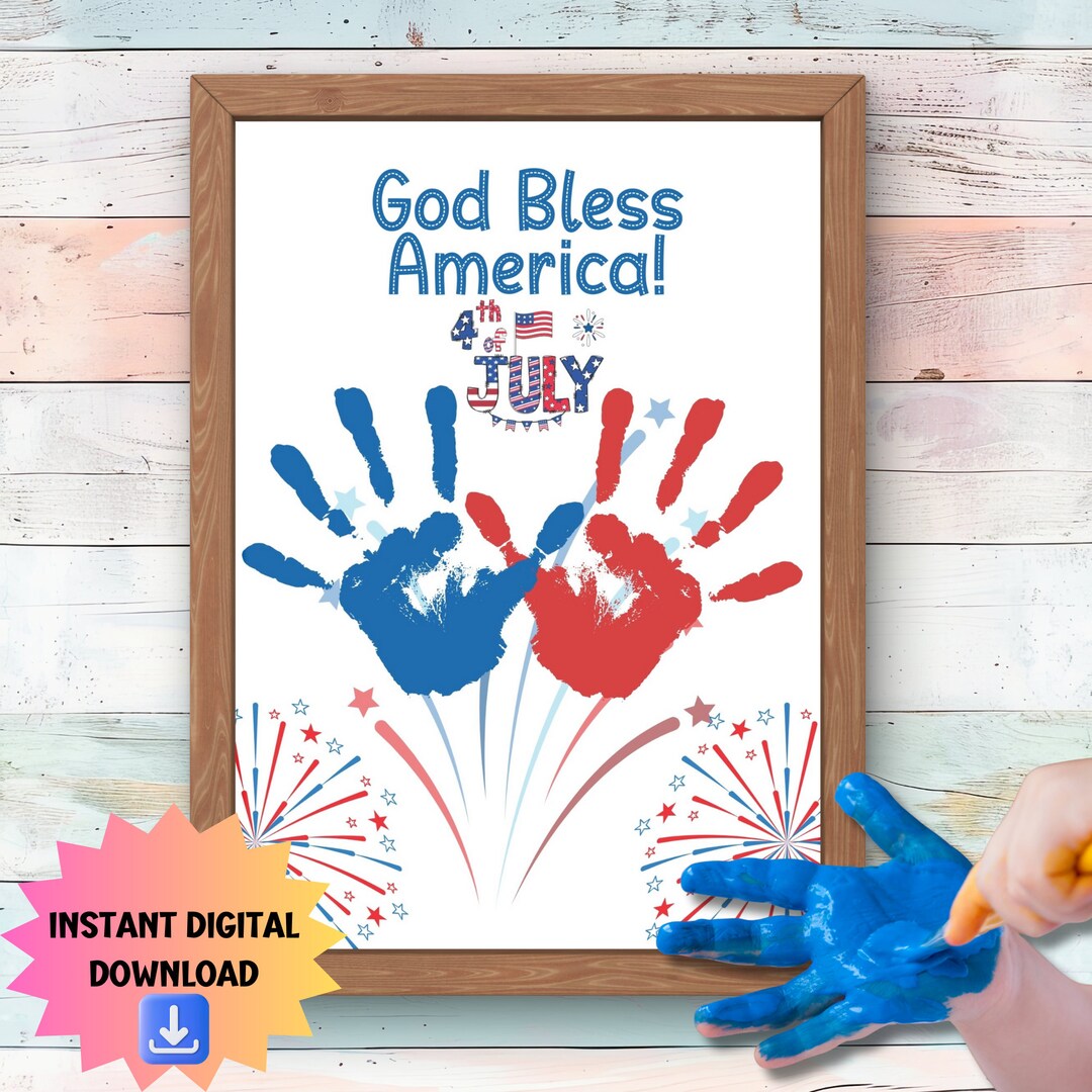 Happy 4th of July Handprint Craft, Easy Printable DIY Art for Toddlers ...