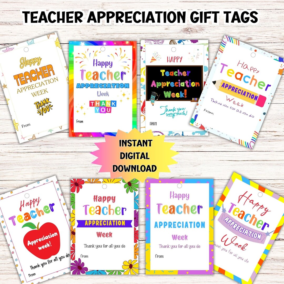 Teacher Appreciation Gift Tags Bundle, Thank You Teacher Gift Labels ...