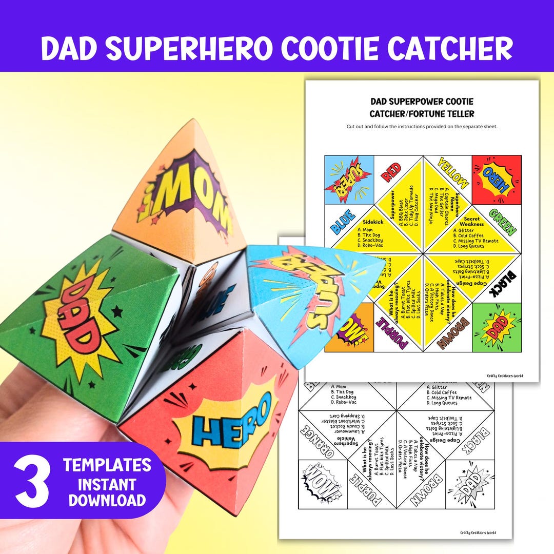 Father's Day Superhero Cootie Catcher, Fortune Teller Instructions ...