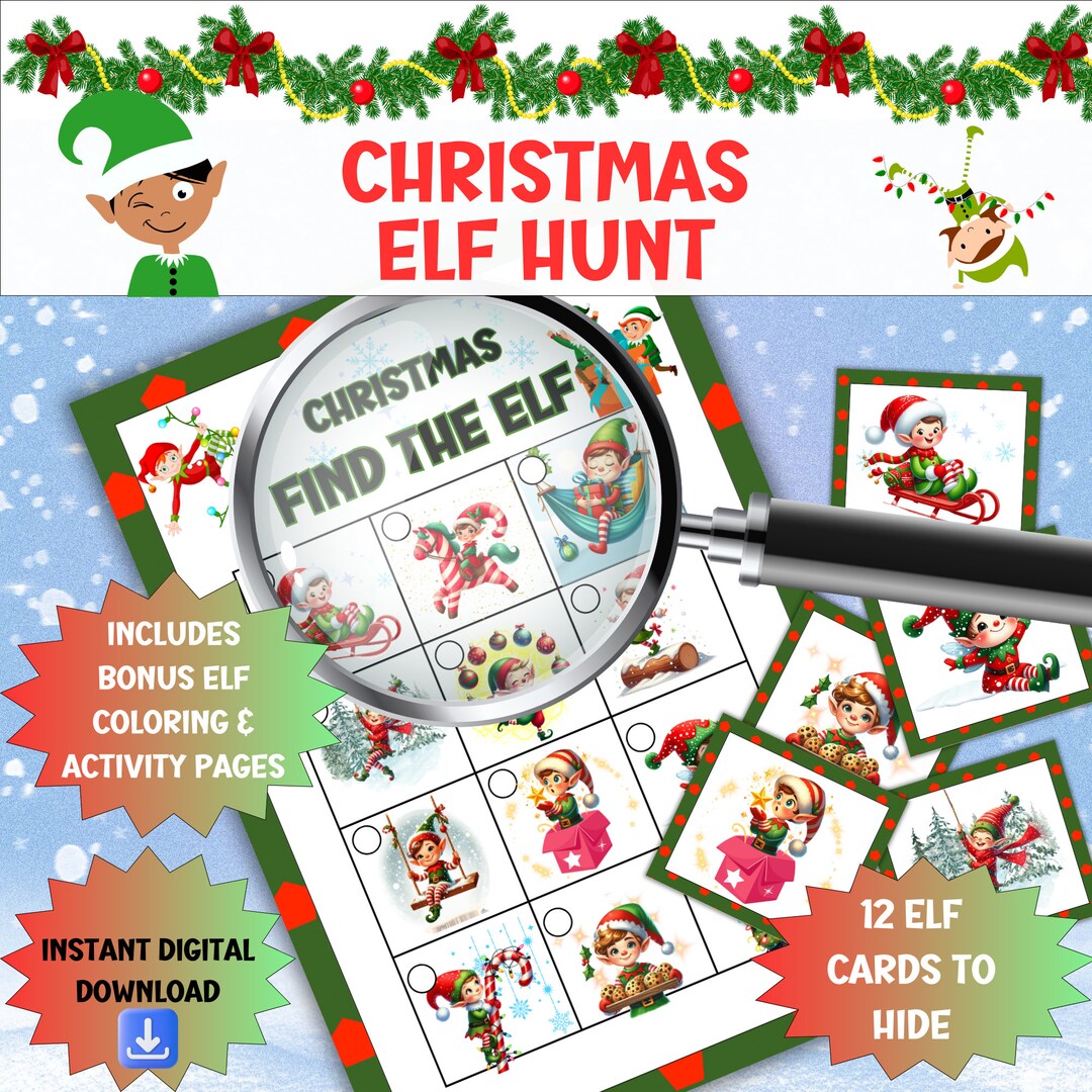 Christmas Elf Hunt, Festive Find the Elf, Elf Arrival Game, Indoor or ...