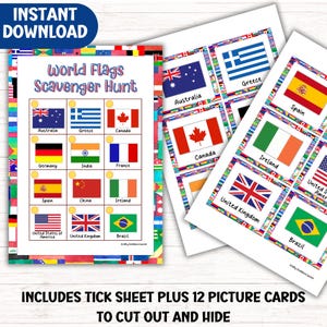 Flags of the World Scavenger Hunt for Kids, Indoor or Outdoor Holiday ...