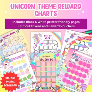 Unicorn Reward Chart Bundle, Child Task Tracker, Homeschool Sticker ...