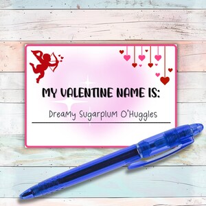 Whats Your Valentine Name Party Game for Kids, Name Generator Activity ...