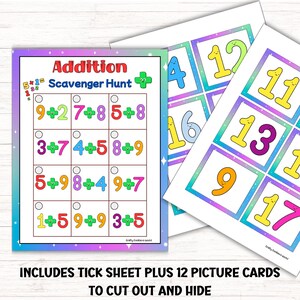 Addition Scavenger Hunt, Math Game for Kids, Classroom Activity, Home ...
