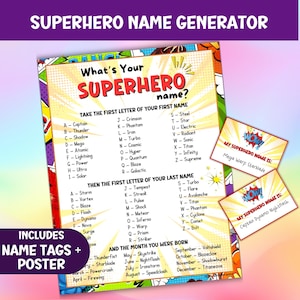 Whats Your Superhero Name Party Game for Kids, Comic Name Generator ...