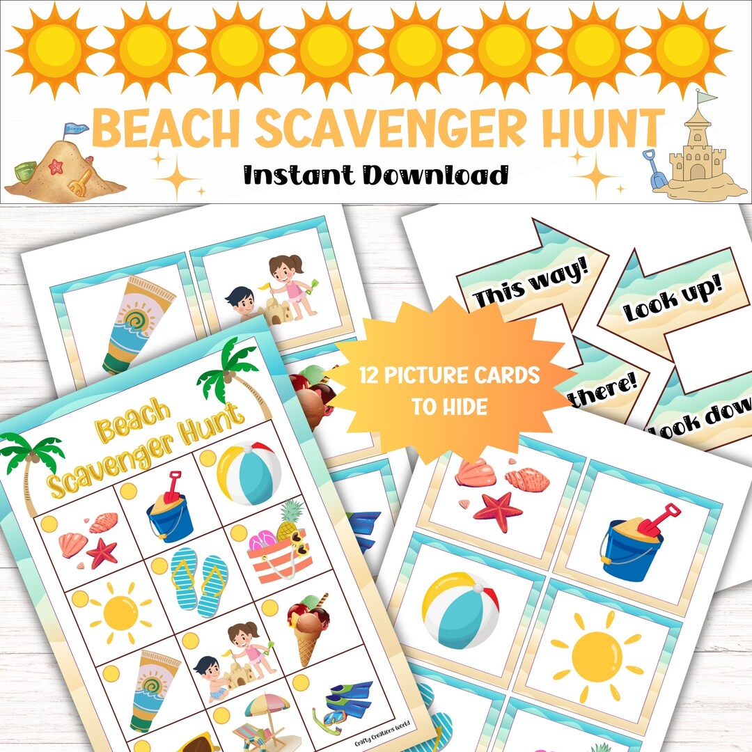 Beach Theme Scavenger Hunt for Kids, Indoor or Outdoor School Holiday ...