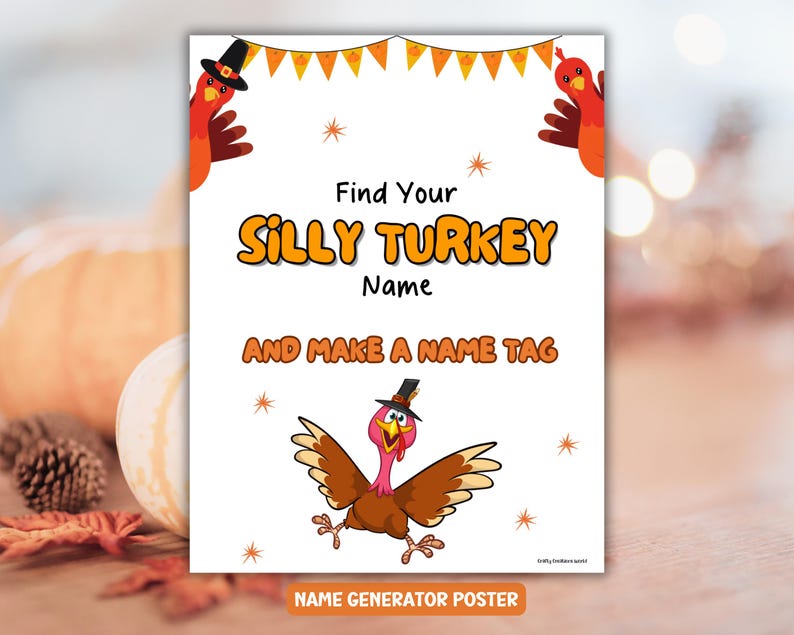 Whats Your Silly Turkey Name, Printable Thanksgiving Name Generator ...