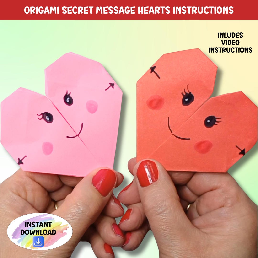 Origami Secret Message Heart Printable Instructions, Valentine's Craft ...