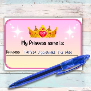 Whats Your Princess Name Party Game for Kids, Fun School Holiday ...