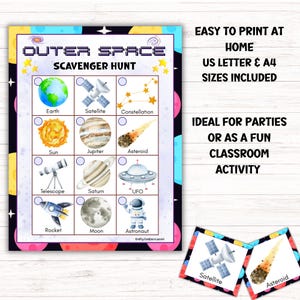 Outer Space Scavenger Hunt for Kids, Indoor or Outdoor Treasure Hunting ...
