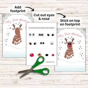 Christmas Reindeer Footprint Art, First Christmas DIY Craft, Baby Foot ...