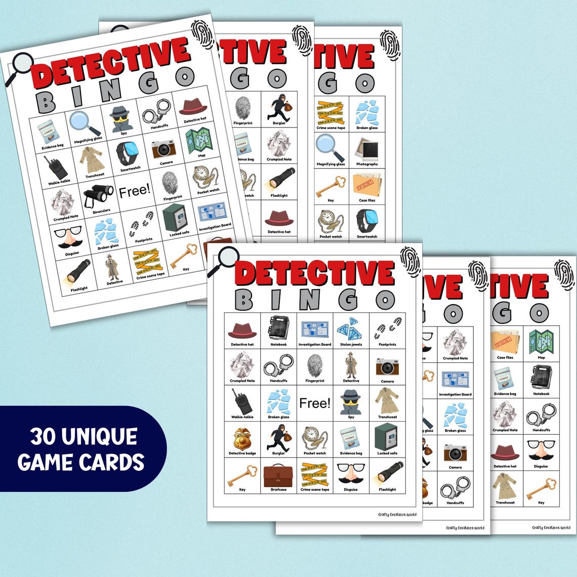 Detective Bingo Game, Printable Kids Activity for Parties, Classroom ...