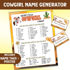 Whats Your Cowgirl Name Party Game for Kids, Wild West Name Generator ...