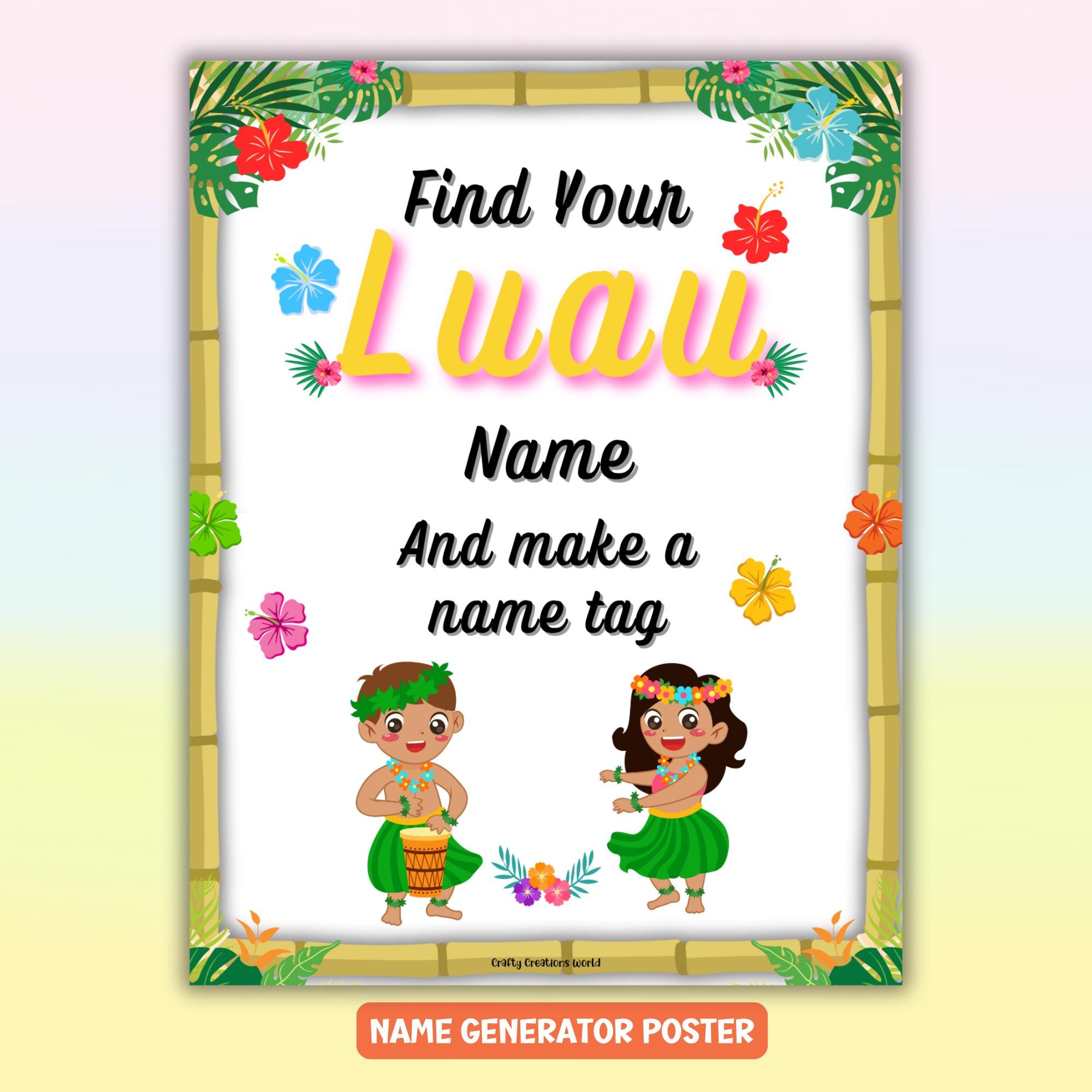 What's Your Luau Name Game, Tropical Name Generator, Hawaiian Birthday ...