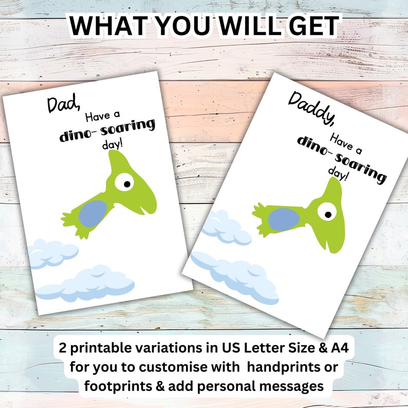 Fathers Day Gift, Dinosaur Handprint Art Kit, DIY Printable for Kids ...