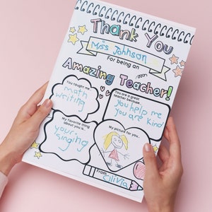 Teacher Appreciation Printable, Thank You Teacher Gift, Kids Education ...