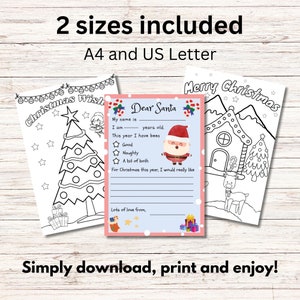 Letter to Santa, Instant Download Printable Letter to Santa With Bonus ...