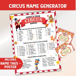 What's Your Circus Name Game for Kids, Birthday Party Carnival Name ...