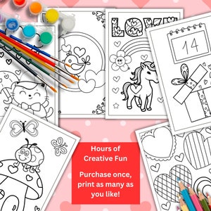 Valentine's Day Coloring Pages Bundle, Instant Download, Valentine Kids ...