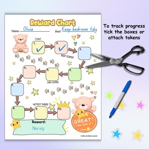 Teddy Bear Reward Chart, Child Task Tracker, Pastel Sticker Chart ...