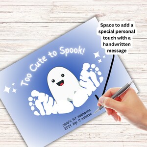 Halloween Handprint Footprint Art, Too Cute to Spook Wall Print, Kids ...