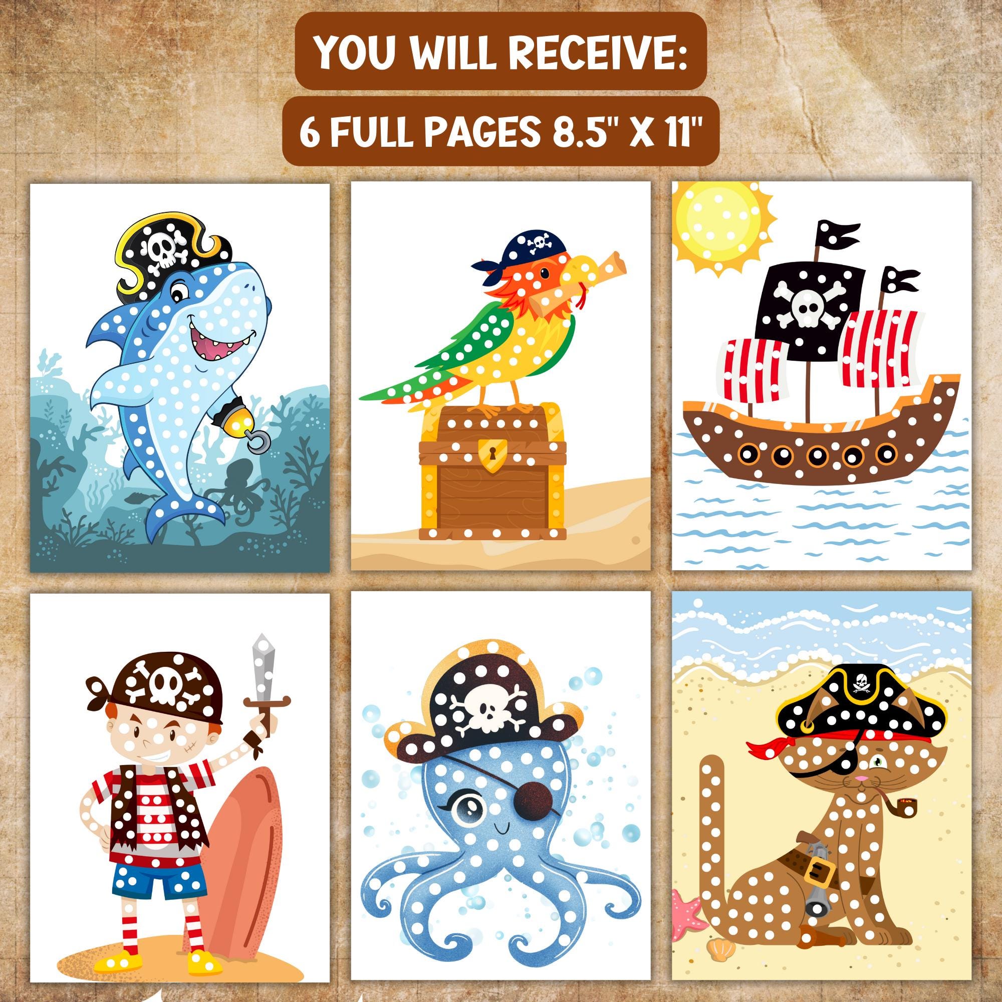 Pirate Do-a-dot Coloring Pages, Printable Dab Marker Activity for Kids ...