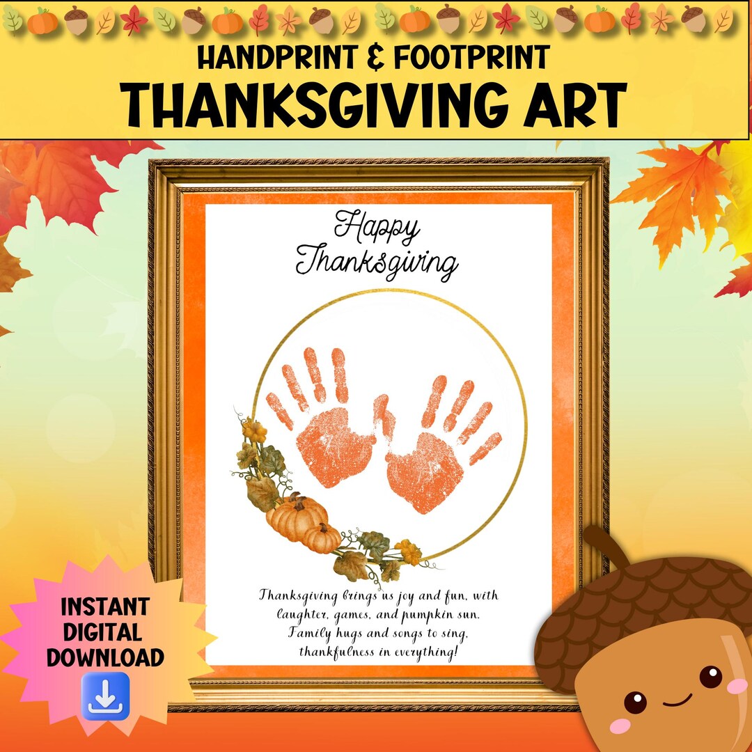 Thanksgiving Handprint Art, Autumn Keepsake Gift, Baby's First ...
