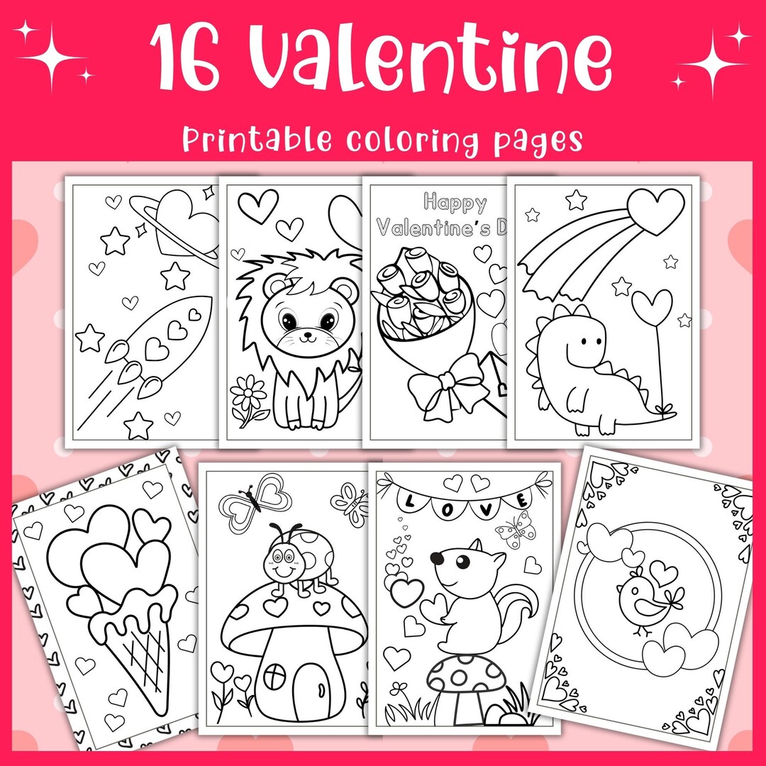 Valentine's Day Coloring Pages Bundle, Instant Download, Valentine Kids ...