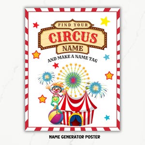 What's Your Circus Name Game for Kids, Birthday Party Carnival Name ...