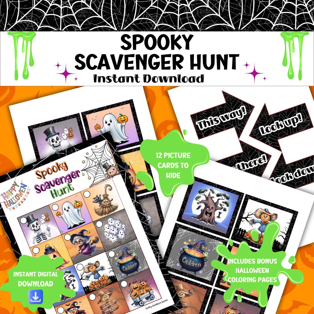 Spooky Halloween Scavenger Hunt for Kids, Indoor or Outdoor Halloween ...