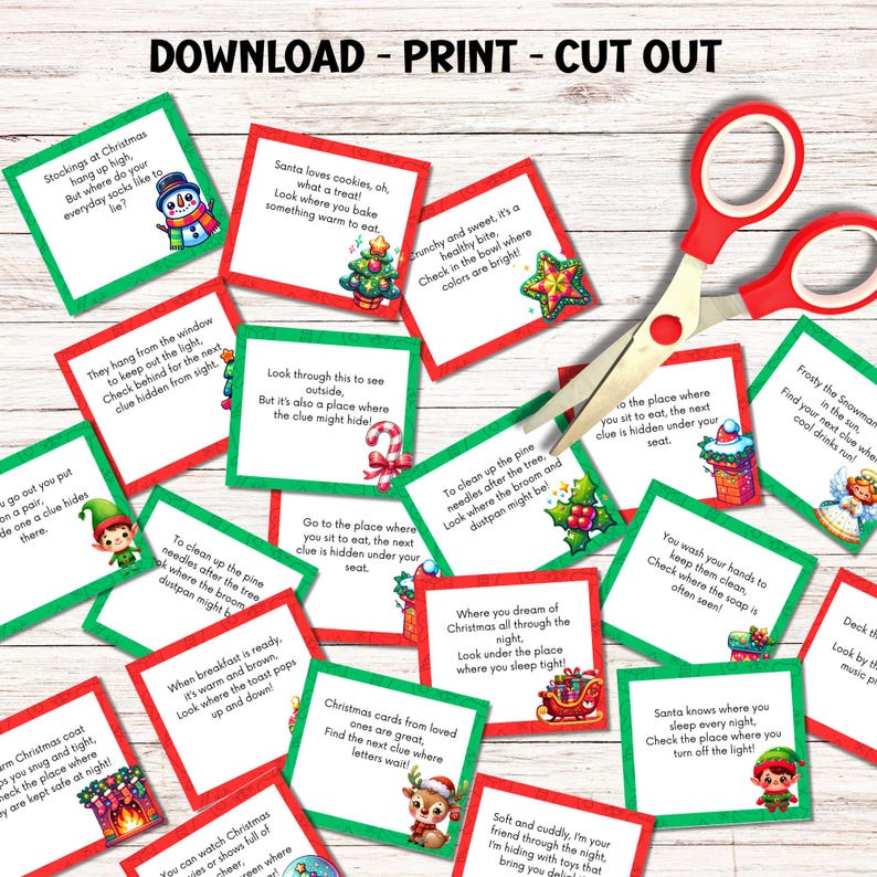 Christmas Treasure Hunt Printable Party Game for Kids Indoor Childrens ...