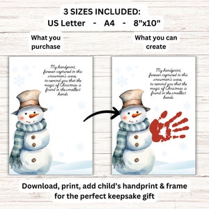 Christmas Snowman Handprint Art, Christmas DIY Card, Christmas Arts and ...