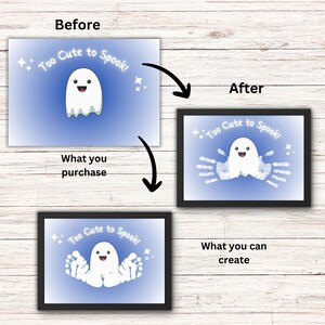 Halloween Handprint Footprint Art, Too Cute to Spook Wall Print, Kids ...