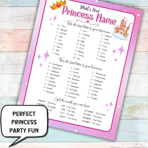 Whats Your Princess Name Party Game for Kids, Fun School Holiday ...