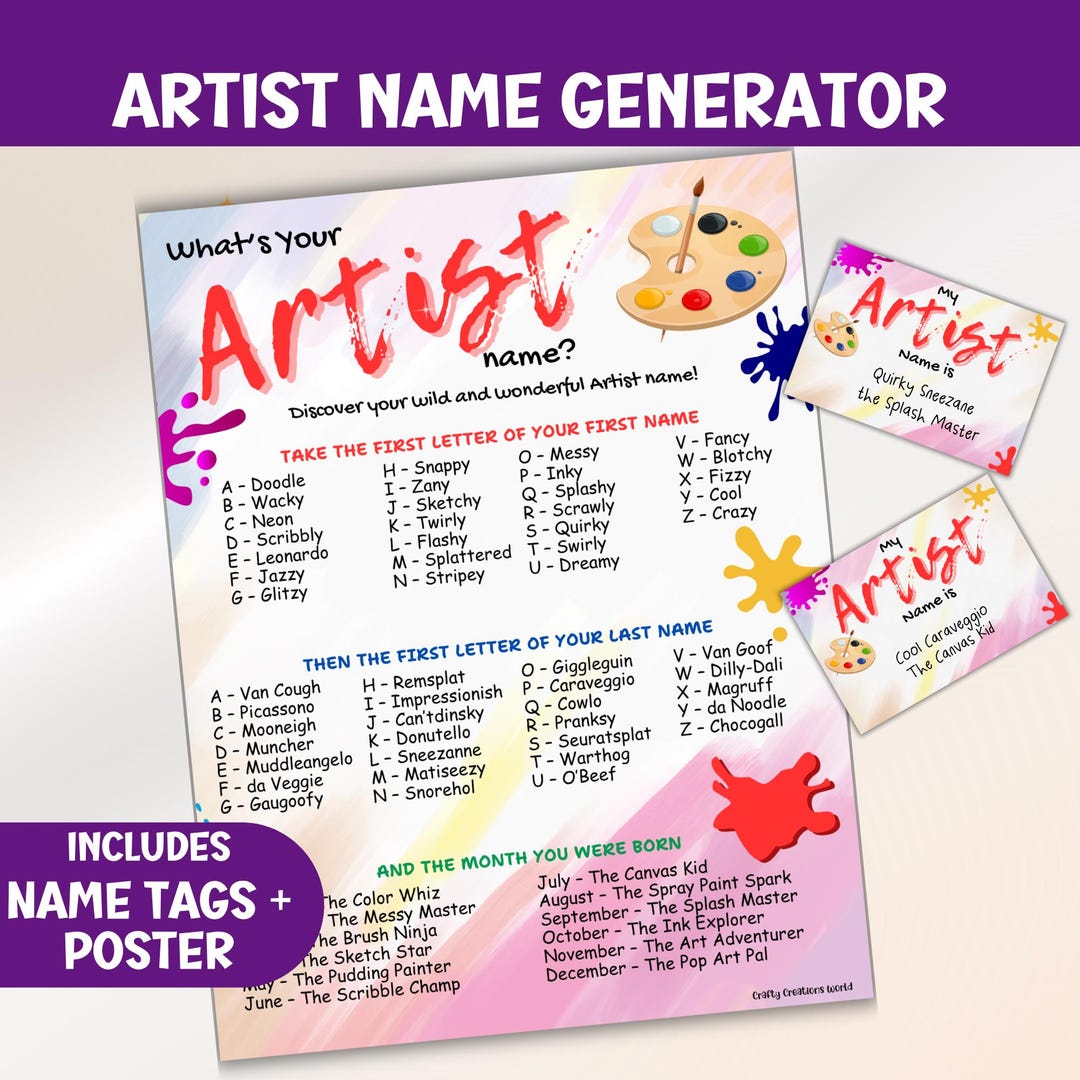 What's Your Artist Name, Creative Name Generator Game, Artistic ...