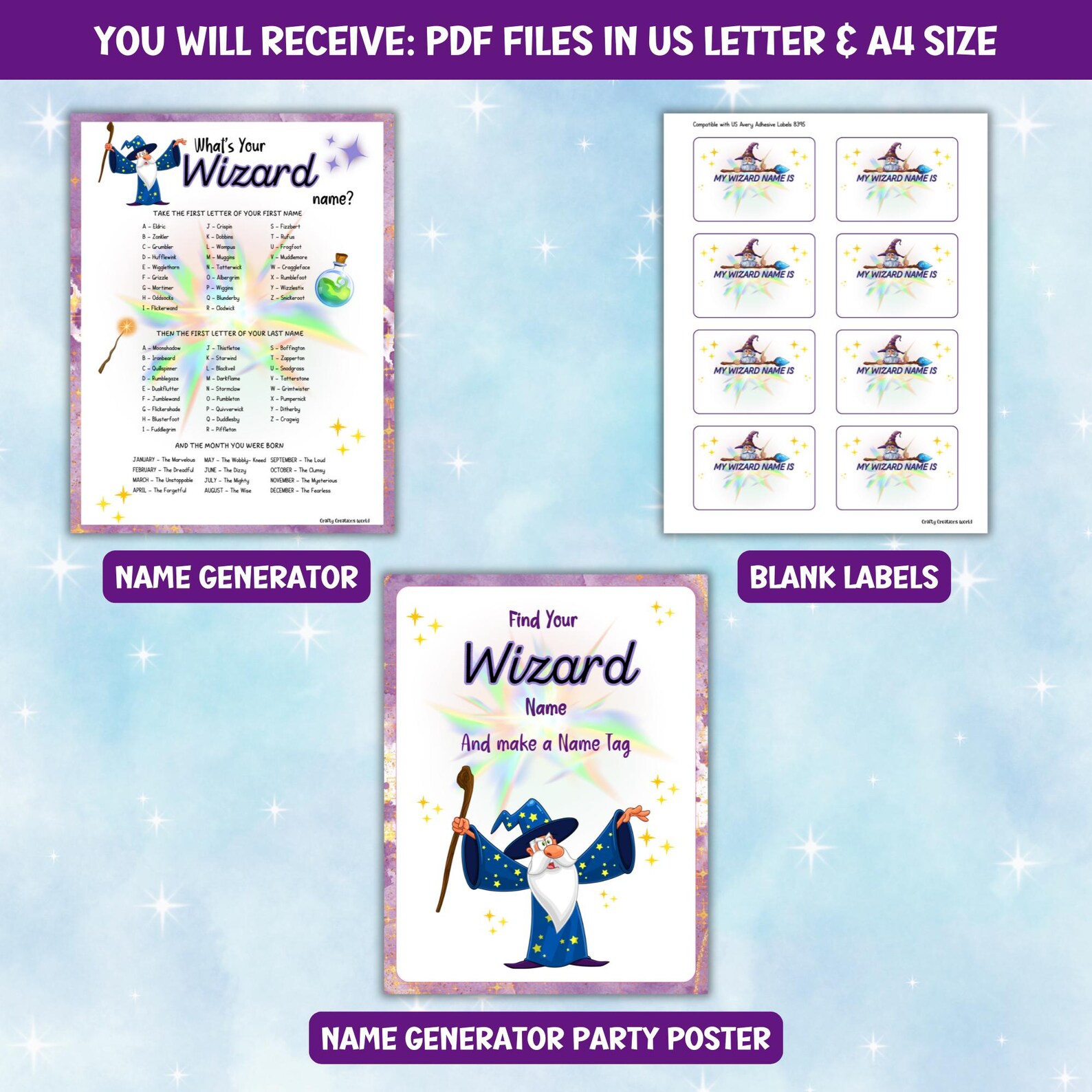 Whats Your Wizard Name Halloween Game, Fun Name Generator Activity ...
