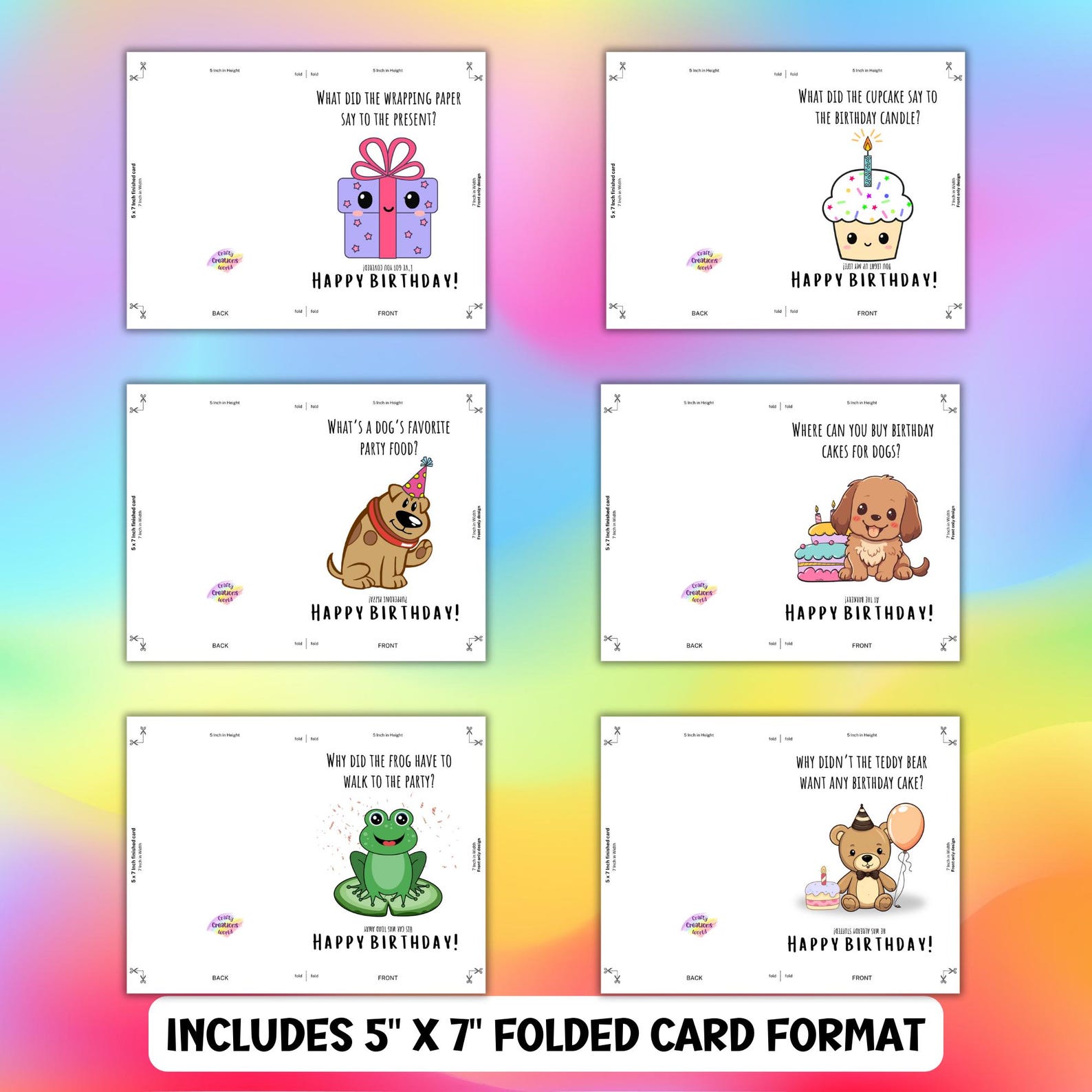 Birthday Cards Printable, Funny Joke Cards Bundle, Humorous Gift Tags ...