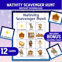 Nativity Story Scavenger Hunt: Christmas Bible Clues (PDF), Kids ...