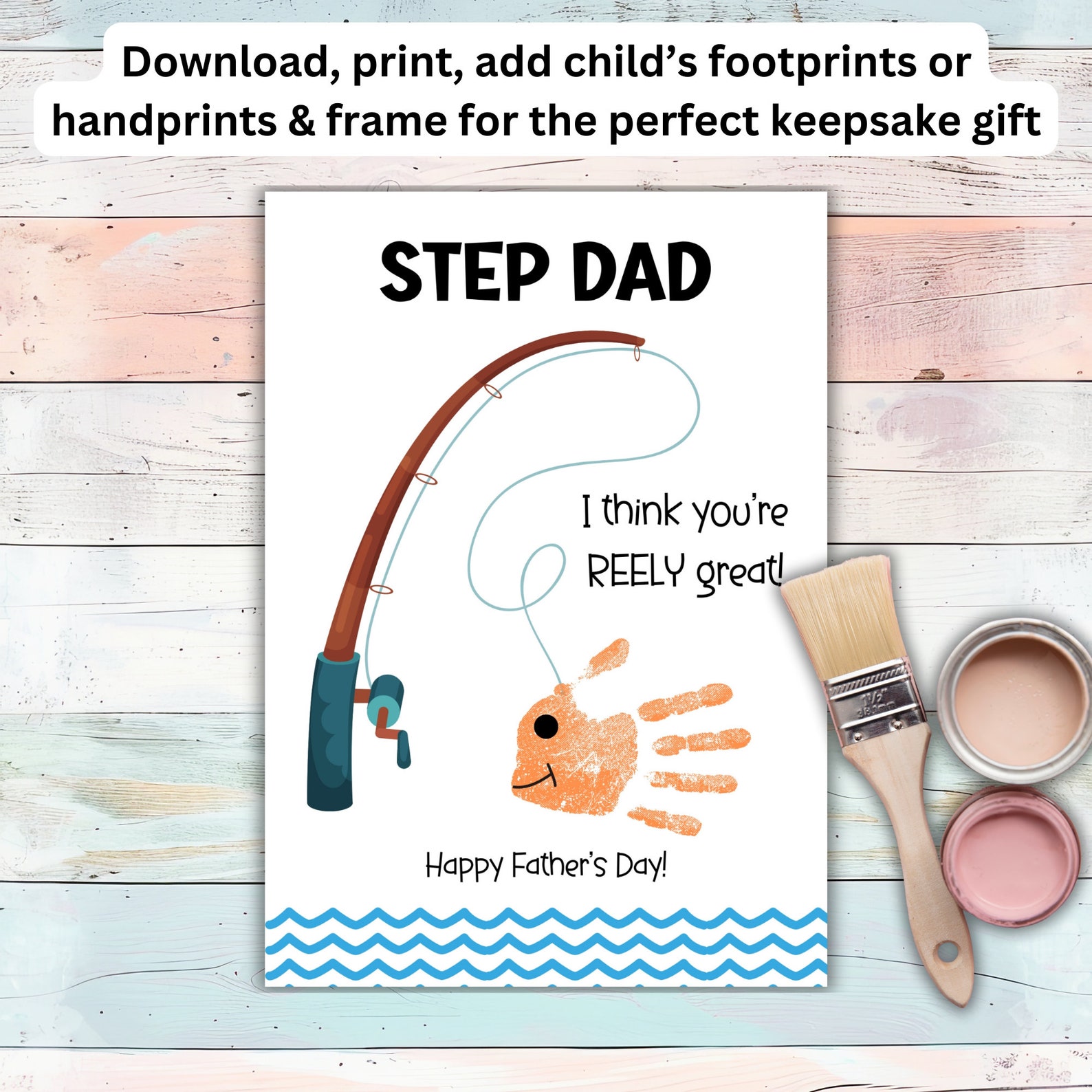 Fathers Day Gift for Step Dad, DIY Fishing Theme Card for Stepdad, Kids ...