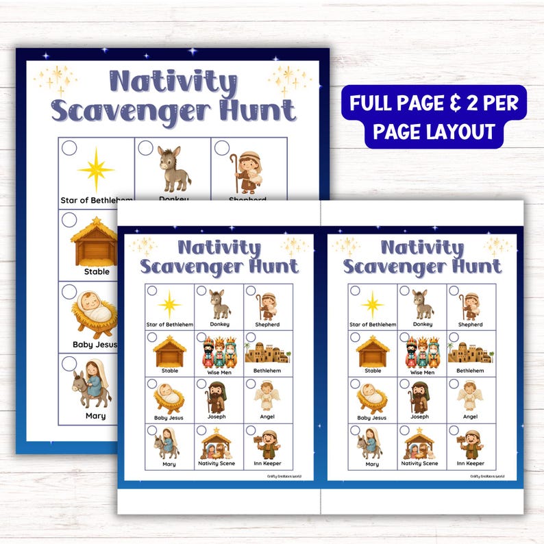 Nativity Scavenger Hunt Game, Christmas Story Activity, Printable Bible ...