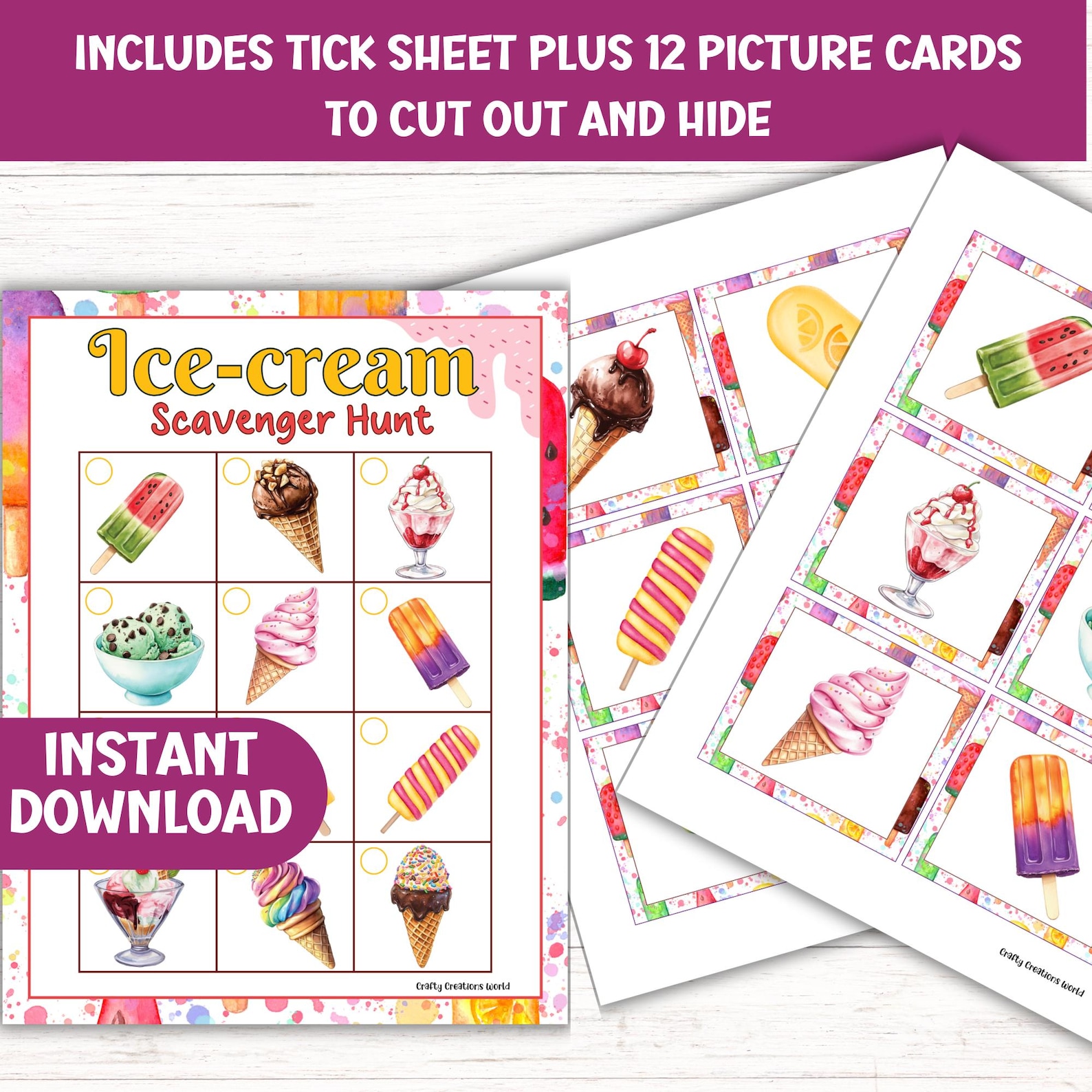 Printable Ice Cream Scavenger Hunt, Kids Summer Party Game, Fun ...