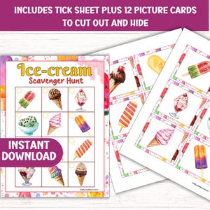 Printable Ice Cream Scavenger Hunt, Kids Summer Party Game, Fun ...