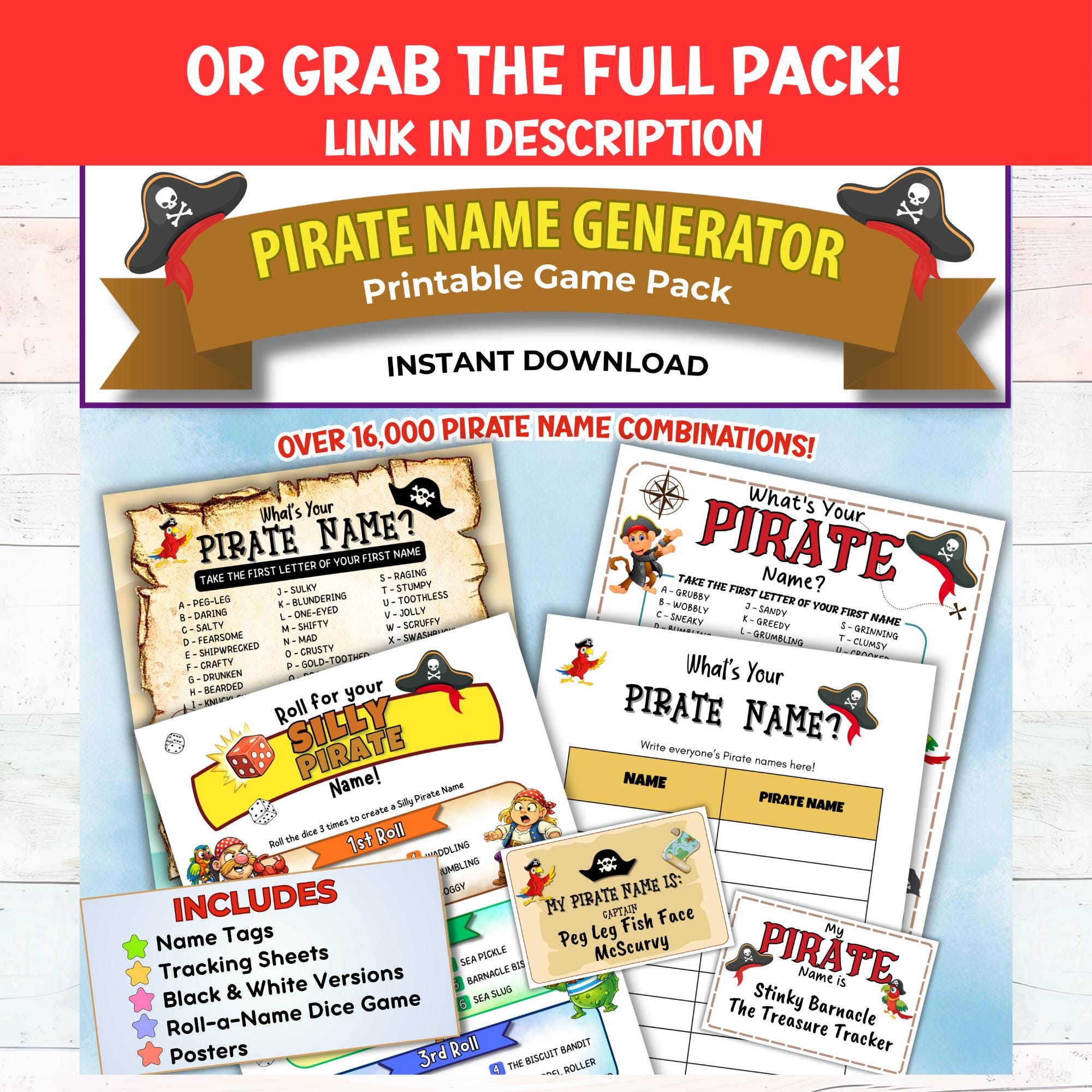Whats Your Pirate Name Party Game for Kids, Fun Name Generator Activity ...